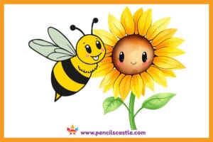 How to Draw a Bee - Easy Drawing For Kids + FREE PDF - Pencils Castle