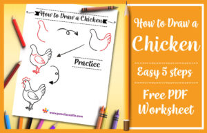 How to Draw a Chicken - Easy Step by Step For Kids - Pencils Castle