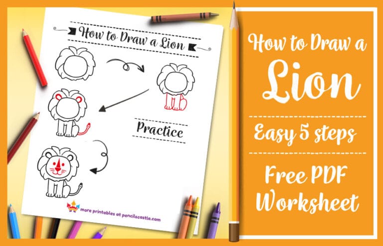 How to Draw a Lion for Kids + Free PDF Practice - Pencils Castle