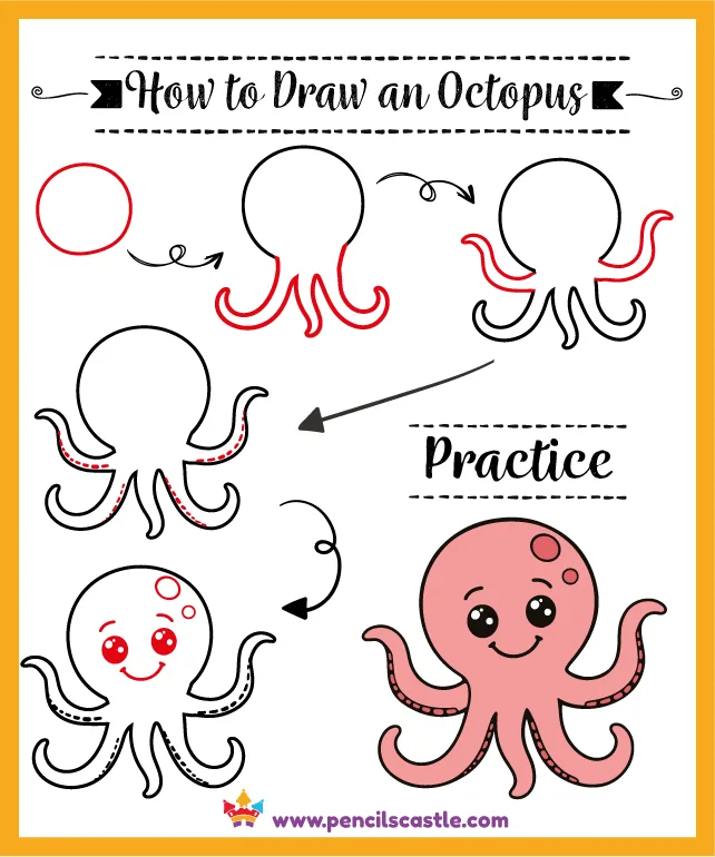 Easy Octopus Drawing Step By Step
